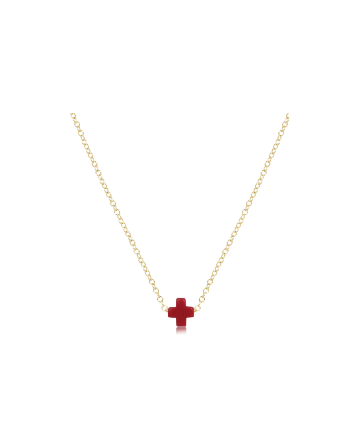 16" Necklace Gold Signature Cross Small, Red – Sabi Boutique