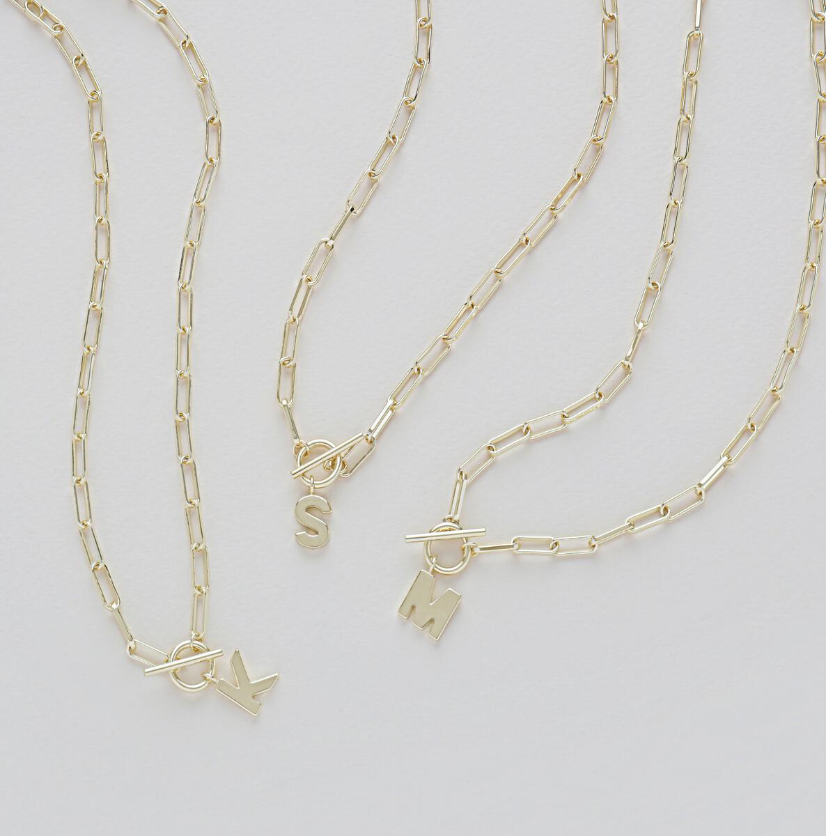 Natalie Wood Gold Toggle Initial Necklace S